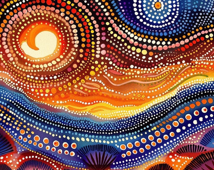 Uluru Sunset - Aboriginal Dot Art Painting - Etsy Australia