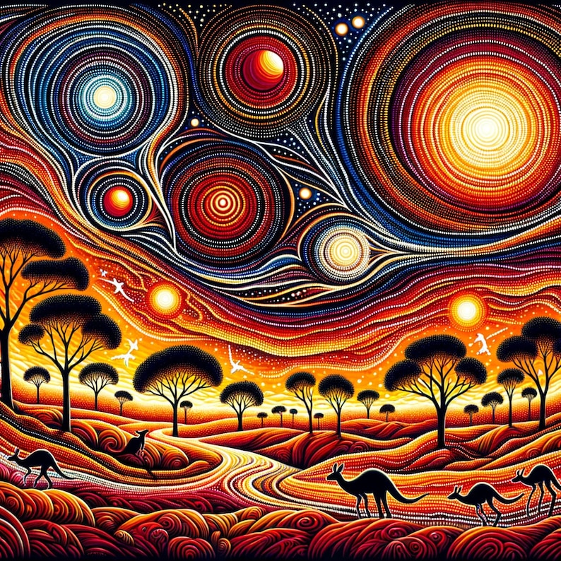 Cosmic Dreaming - Australian Aboriginal Inspired Dot Art - Etsy