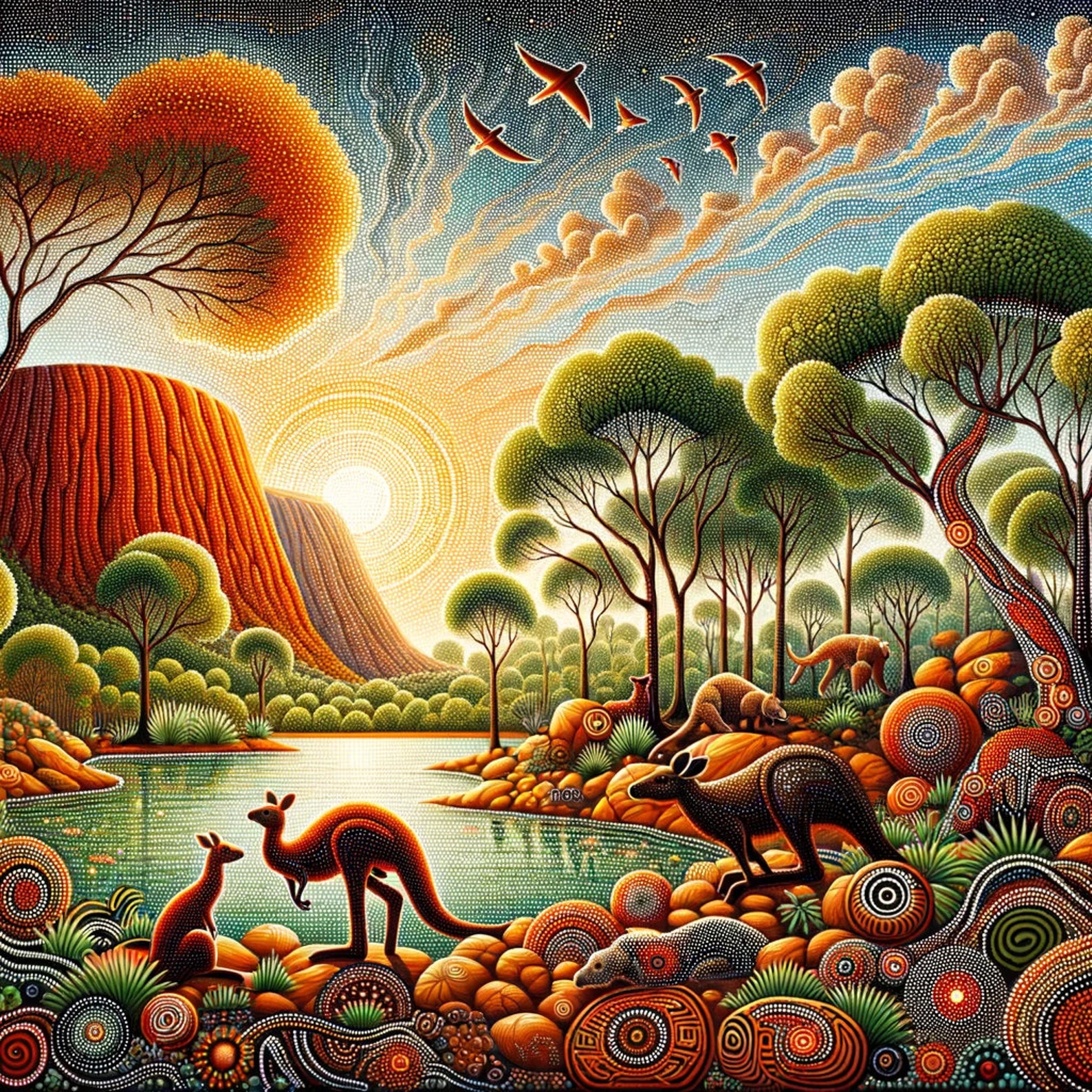 Sunrise Splendor - Australian Aboriginal Inspired Dot Art - Etsy