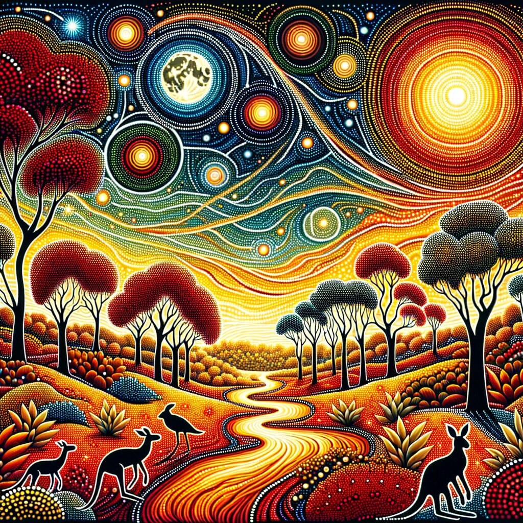 Lunar Whisper Australian Aboriginal Inspired Dot Art - Etsy