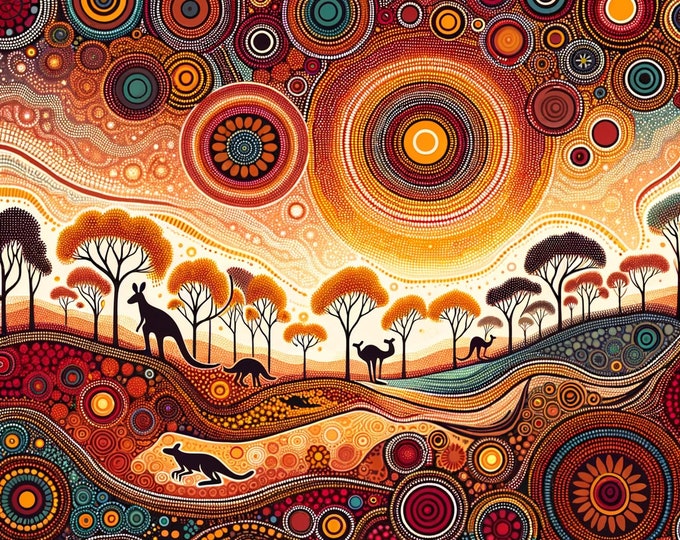 Uluru Sunset - Aboriginal Dot Art Painting - Etsy Australia