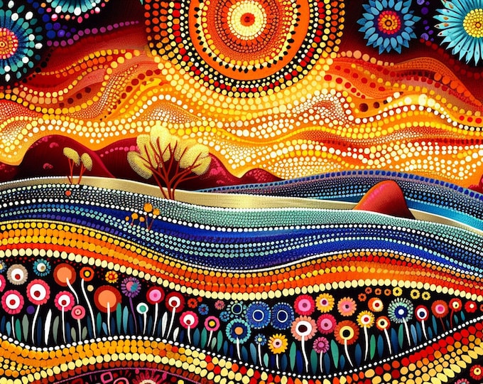 Uluru Sunset - Aboriginal Dot Art Painting - Etsy Australia