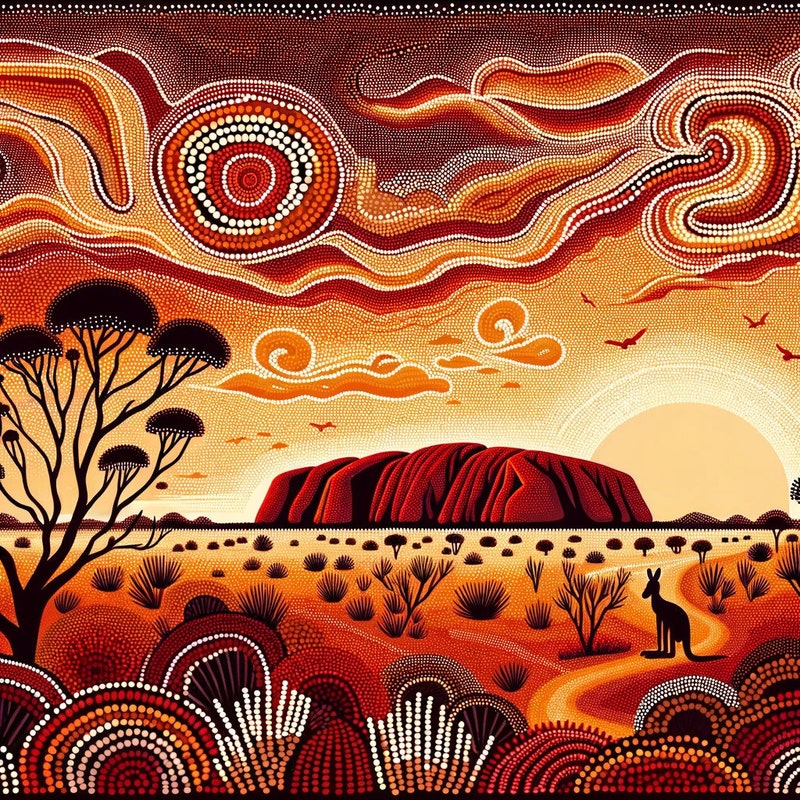 Aboriginal Art Sunset - Etsy UK