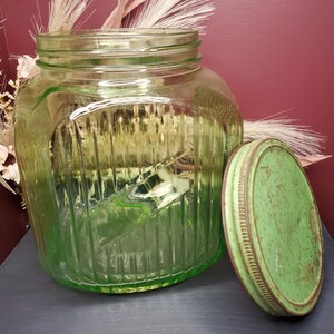 Vintage Uranium 1930's Hoosier Jar With Lid - Etsy