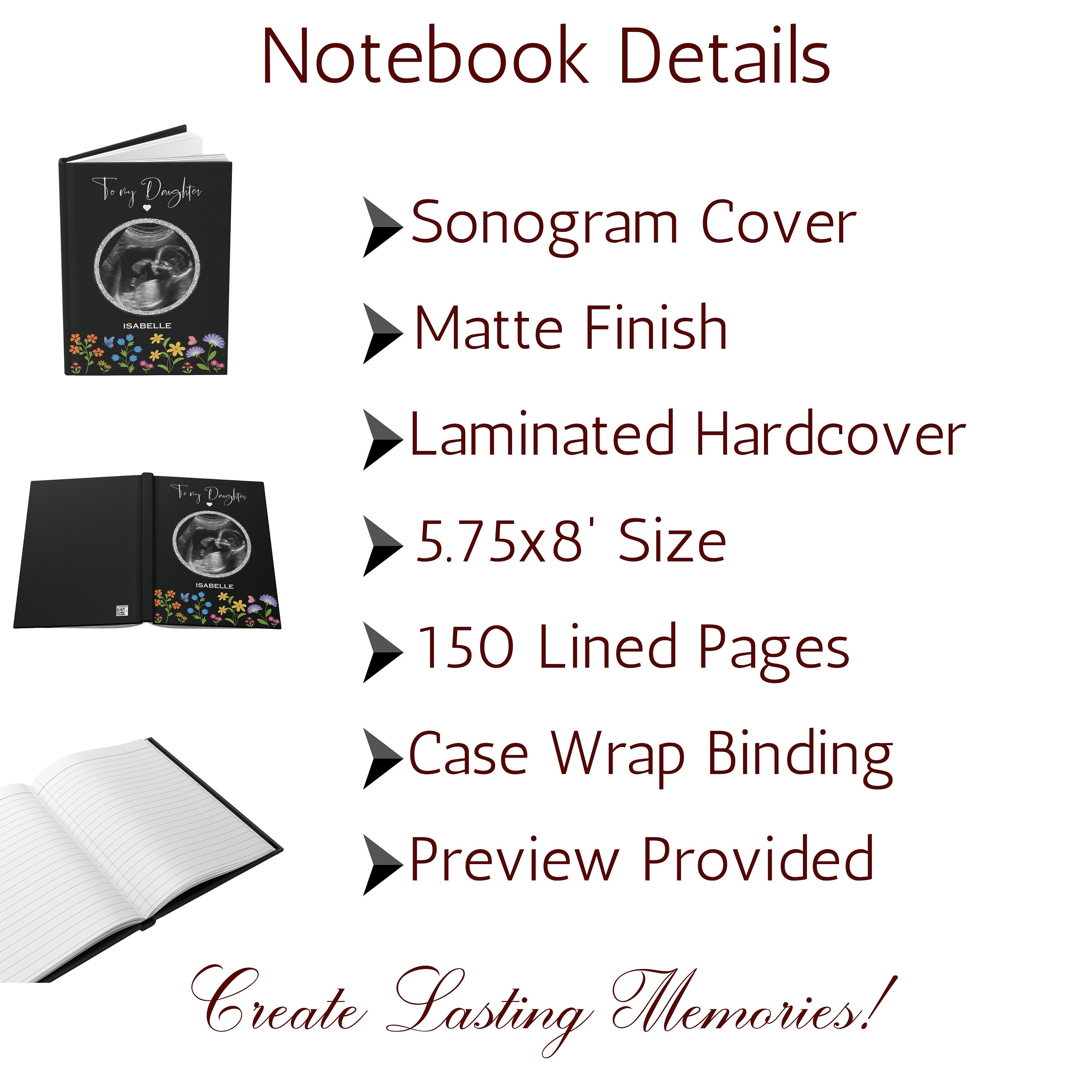 Letter to Daughter Pregnancy Journal, Custom Expecting Mom Ultrasound ...