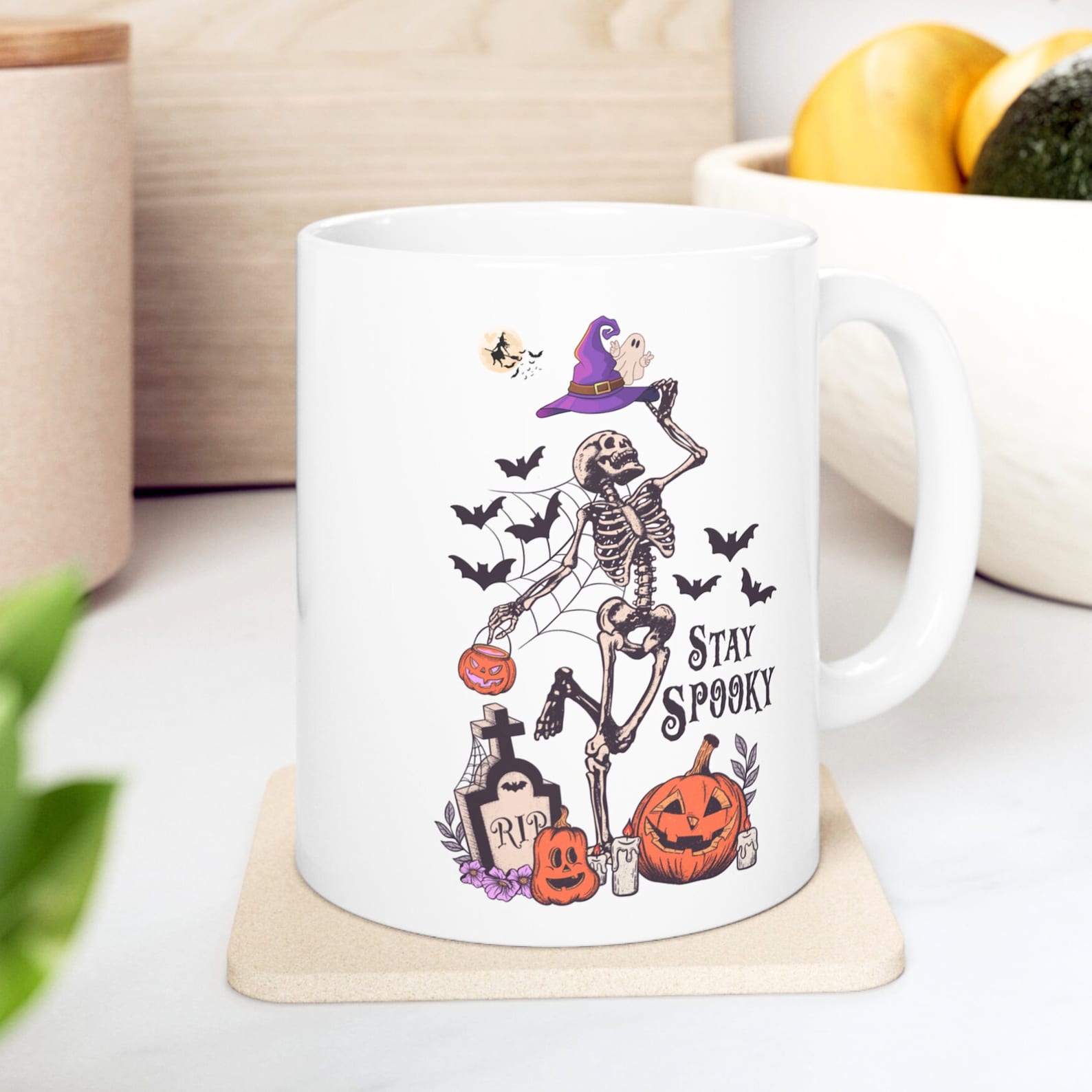 Stay Spooky Halloween Mug, Cute Skeleton Office Mug, Gift for Her ...