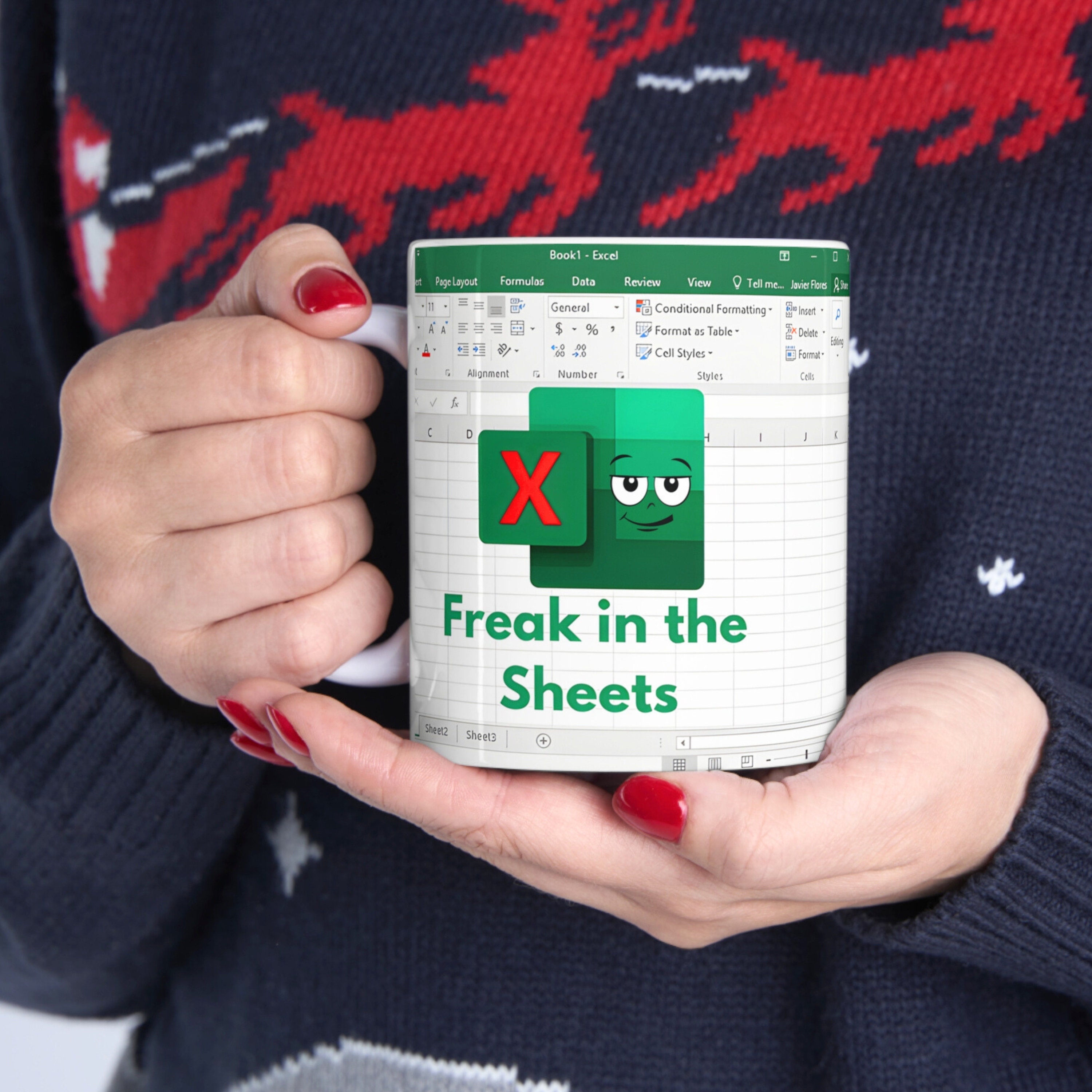 Funny Freak in the Sheets, Excel Spreadsheet Coffee Mug, Unique ...
