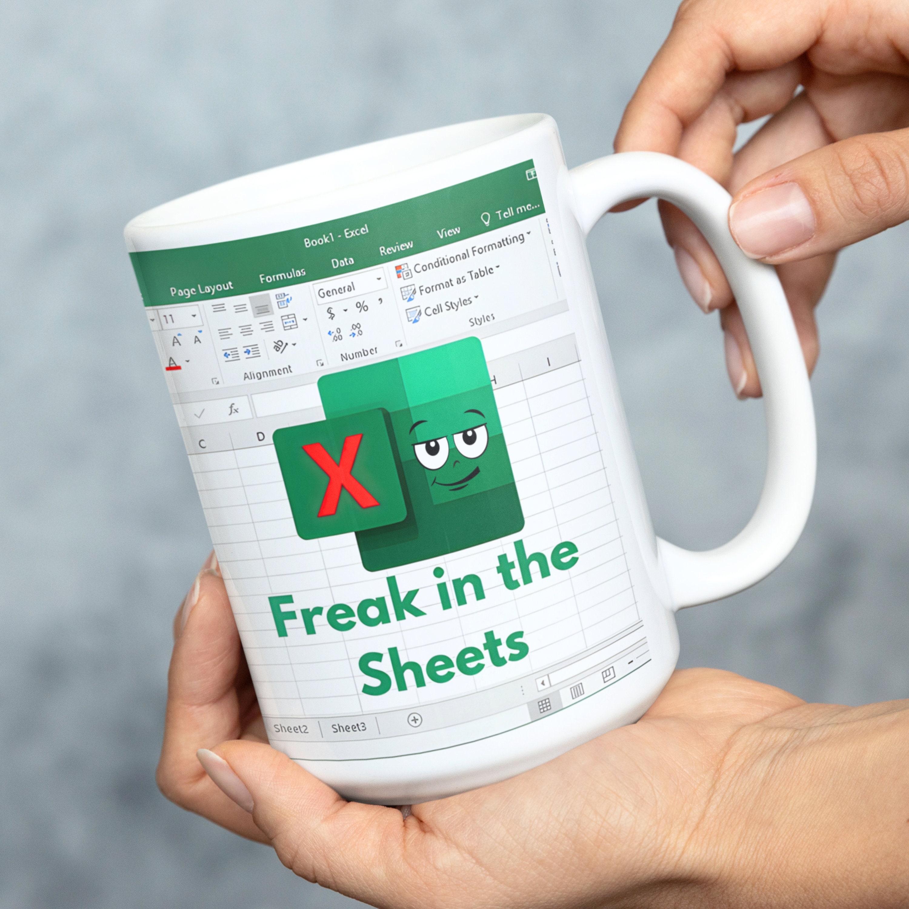 Funny Freak in the Sheets, Excel Spreadsheet Coffee Mug, Unique ...