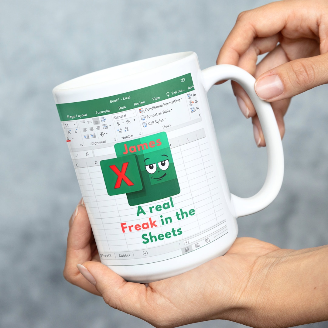 Custom Freak in the Sheets Excel Spreadsheet 15 Oz Red Coffee Mug, Funny Personalized Unique ...