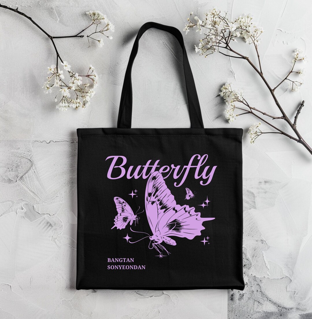 BTS Tote Bag | Butterfly, Subtle BTS Merch, Kpop Canvas Bag, BTS Bag ...