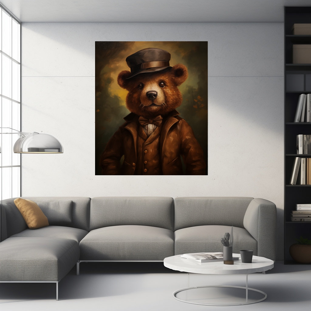 Cartoon Bear Claude Monet Digital Art, Instant Printable Download ...