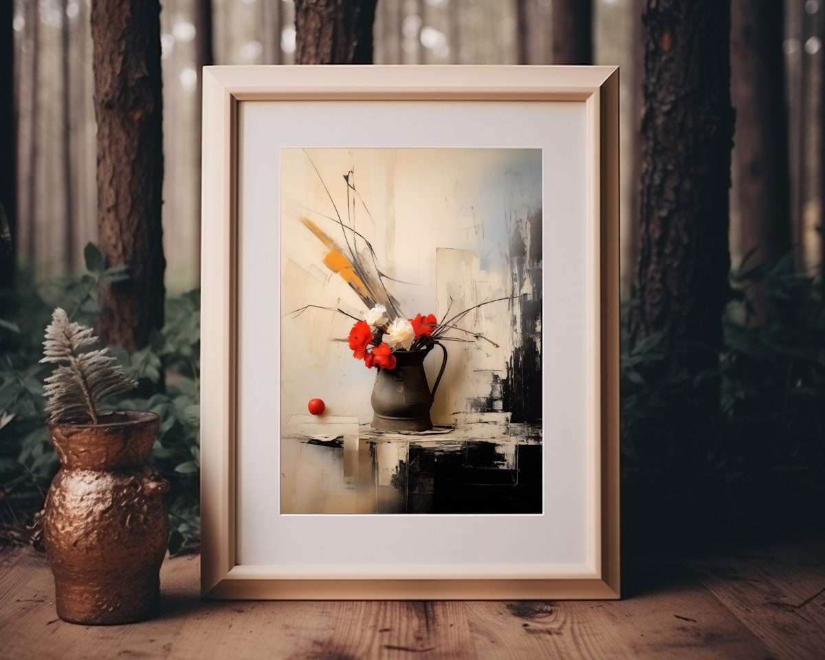 Printable Franz Kline Inspired Rose Art Vase Digital - Etsy