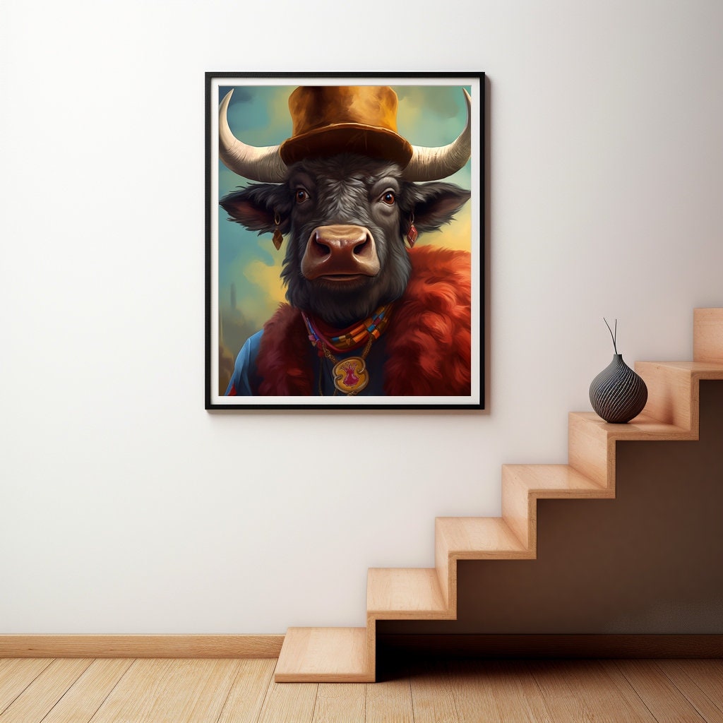 Pixar-style Bison Mascot Digital Art - Clown Makeup, Kid-friendly ...