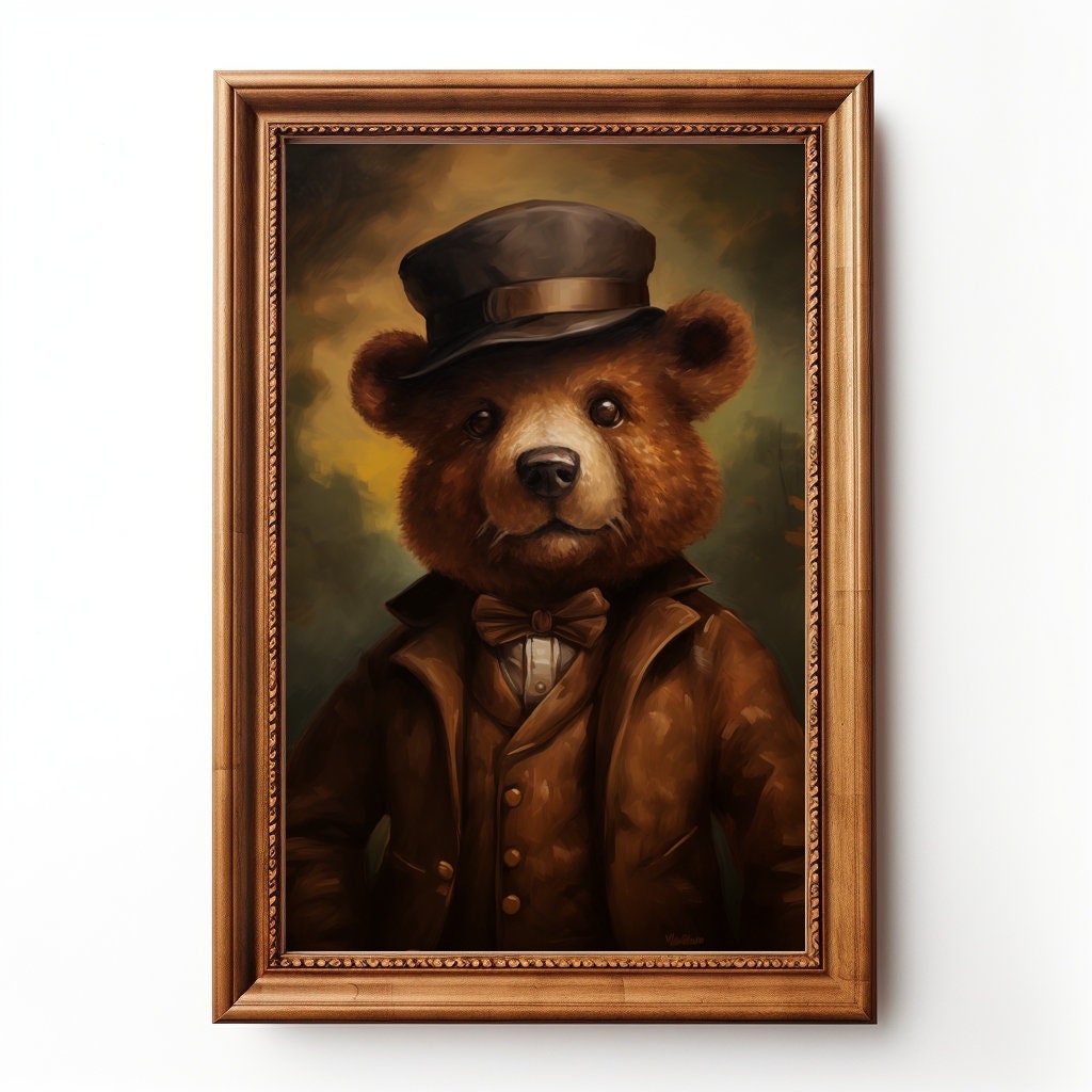 Cartoon Bear Claude Monet Digital Art, Instant Printable Download ...