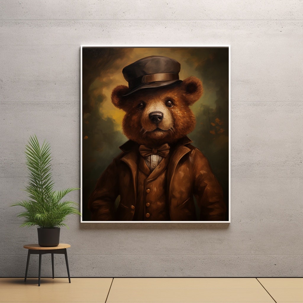 Cartoon Bear Claude Monet Digital Art, Instant Printable Download ...