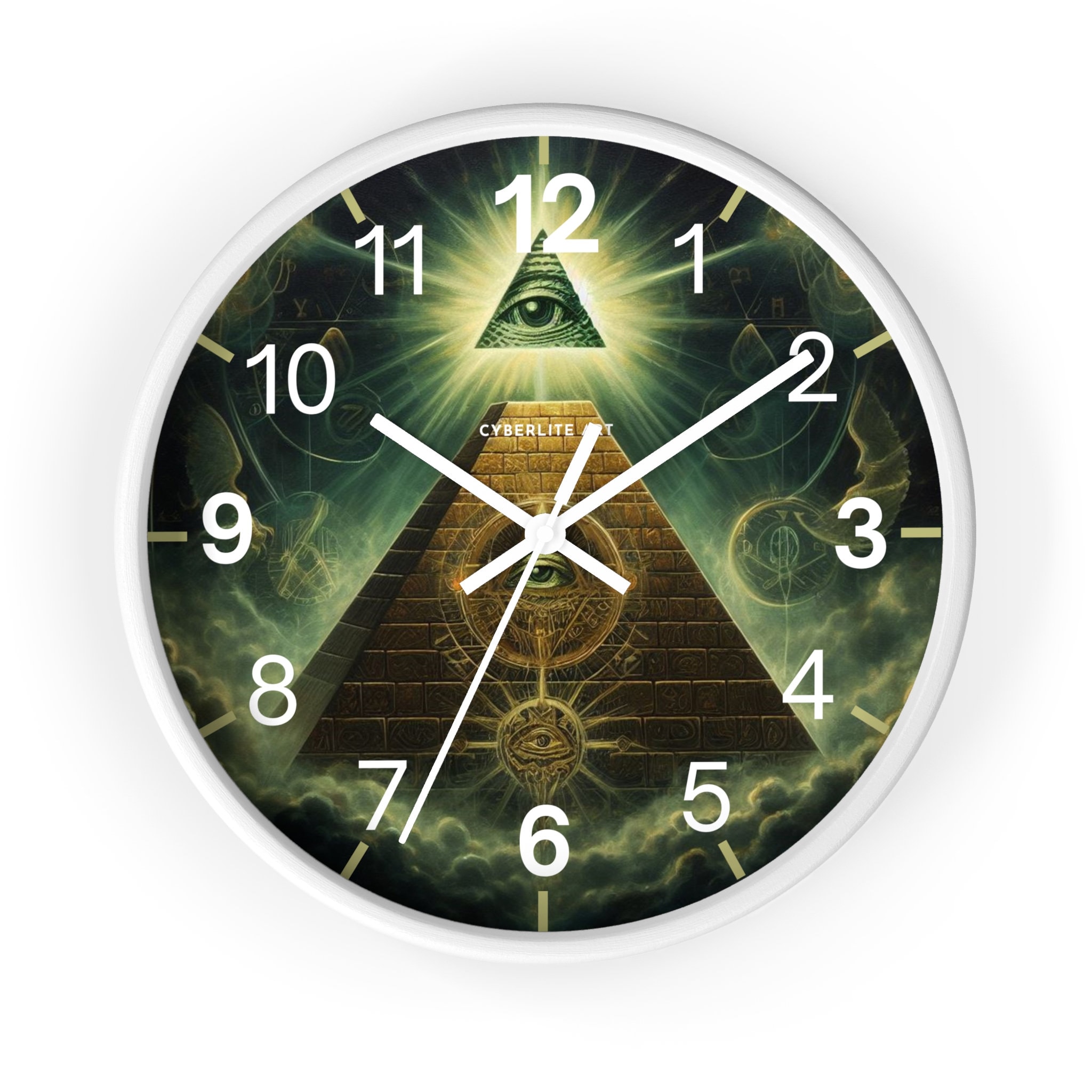 Wall Clock Featuring All-seeing Eye in a Pyramid Digital Art Print No 1 ...