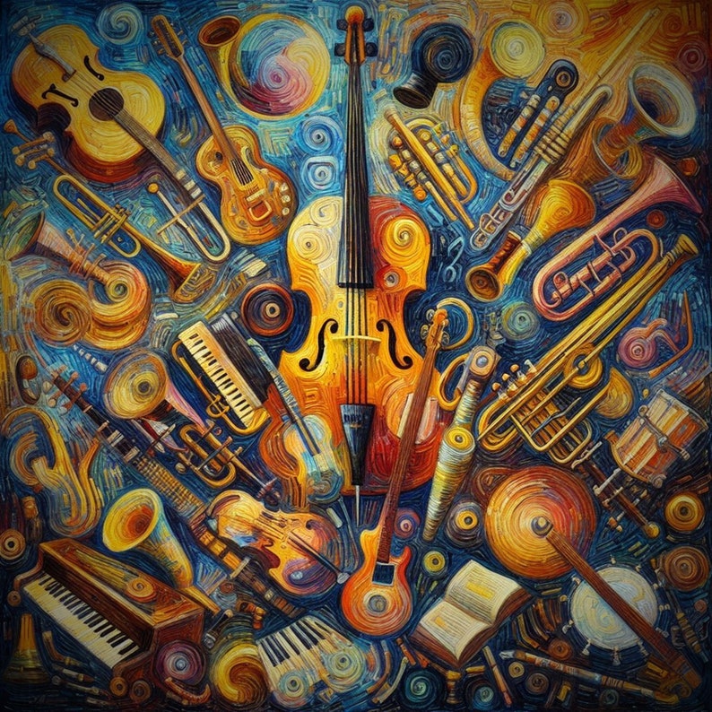 Printable Abstract Musical Ensemble Art Print No. 1-219, Vibrant ...