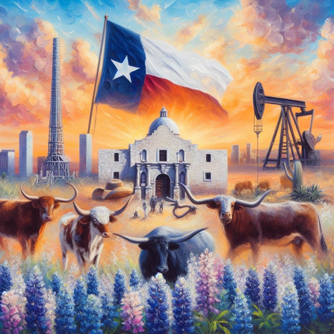 Printable Texas Wall Art Print Collage No. 14-001, Lone Star State Art ...