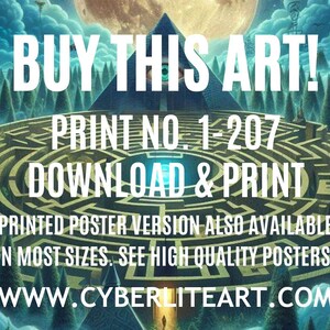 Printable All-seeing Eye Maze, Enigmatic Moonlit Labyrinth Digital Art Print No. 1-207, Mystical ...