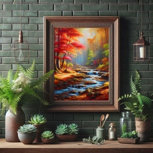 Printable Fall Foliage Art Print No. 9-006, Autumn Foliage Art, Forest ...