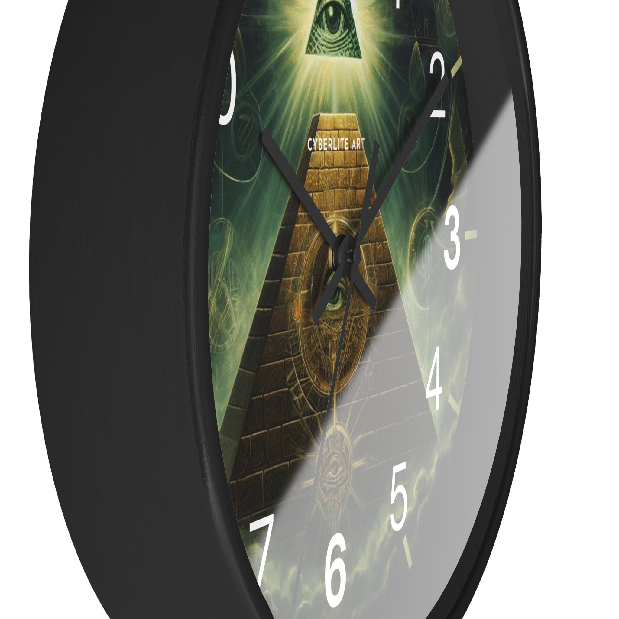 Wall Clock Featuring All-seeing Eye in a Pyramid Digital Art Print No 1 ...
