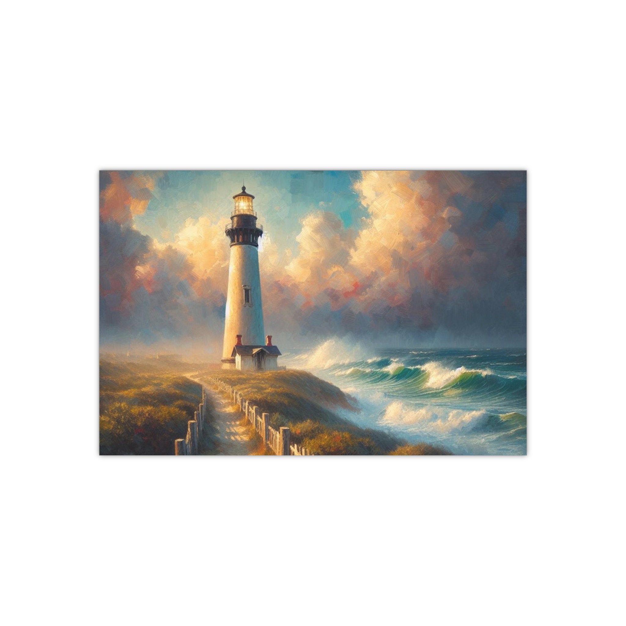 Coastal Lighthouse in Stormy Weather Seascape Poster Wall Art ...
