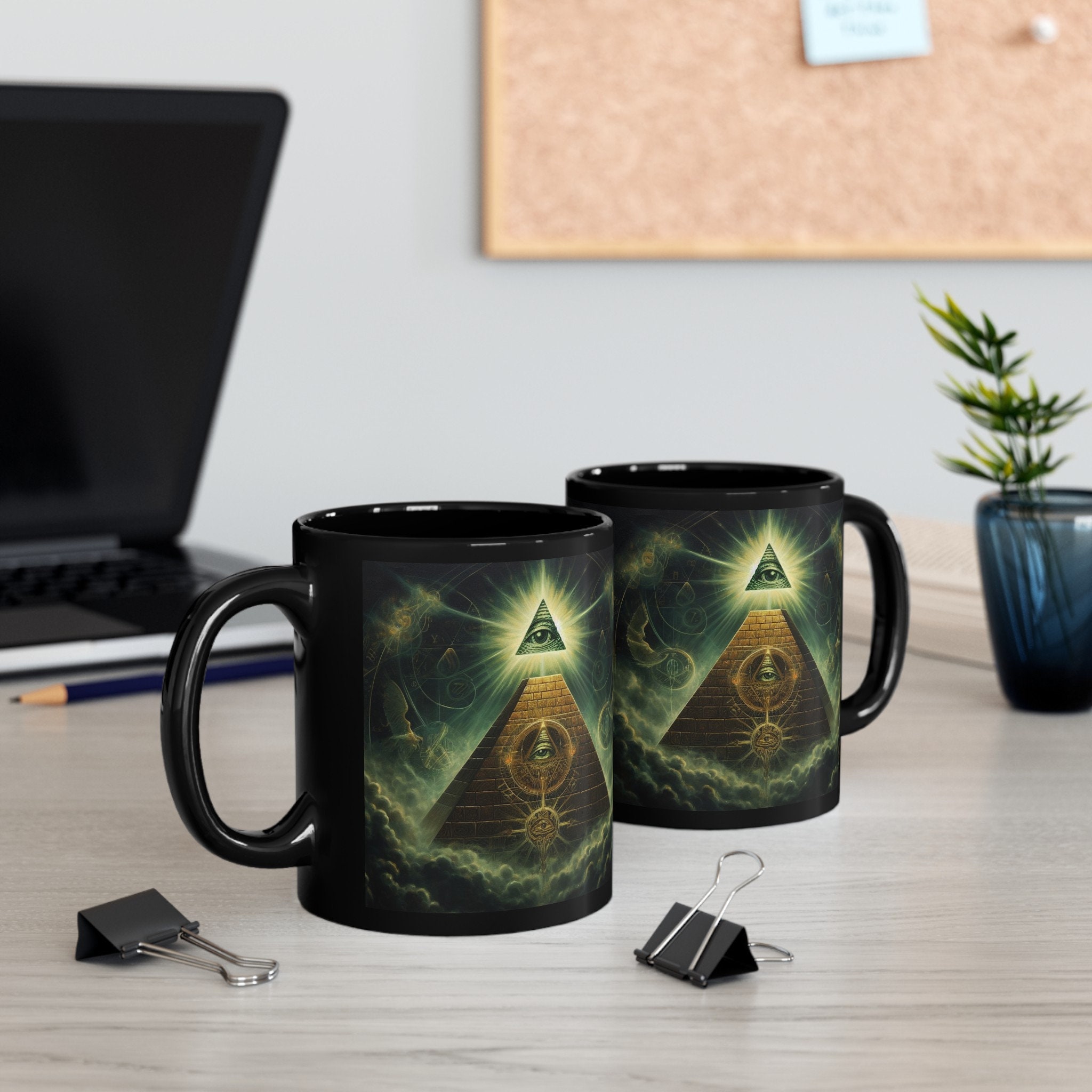 All-seeing Eye in a Pyramid Mug: Print No 1-186, All Seeing Eye Mug Art ...