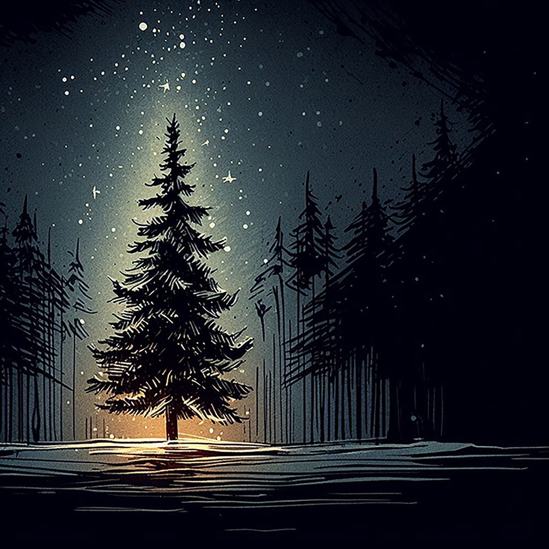 Print No. 3-095, the Lonely Christmas Tree. Christmas Wall Art Home ...