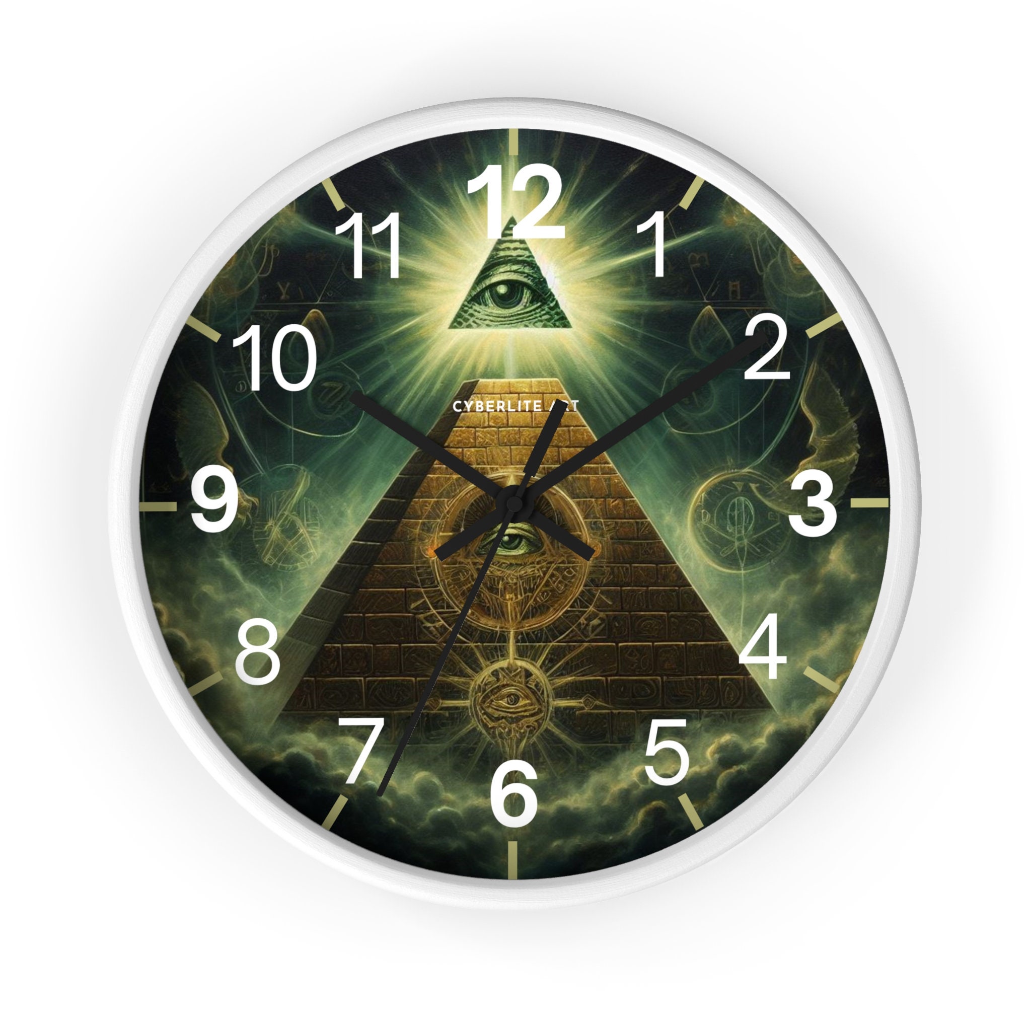 Wall Clock Featuring All-seeing Eye in a Pyramid Digital Art Print No 1 ...