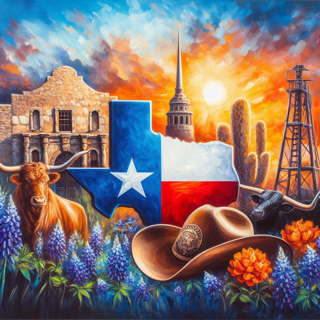 Printable Texas Art Collage No. 14-002, Lone Star Legacy: A Texan ...