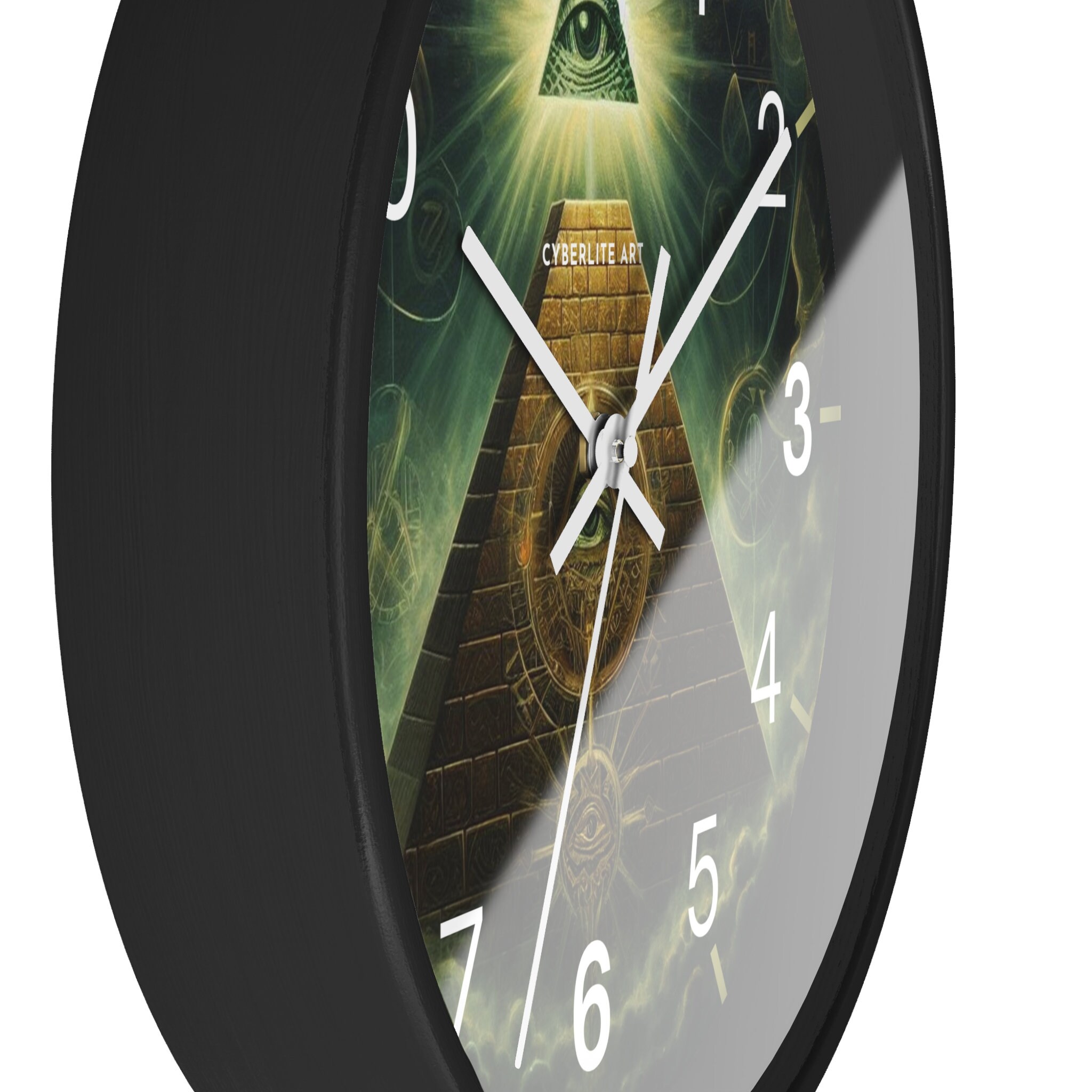 Wall Clock Featuring All-seeing Eye in a Pyramid Digital Art Print No 1 ...