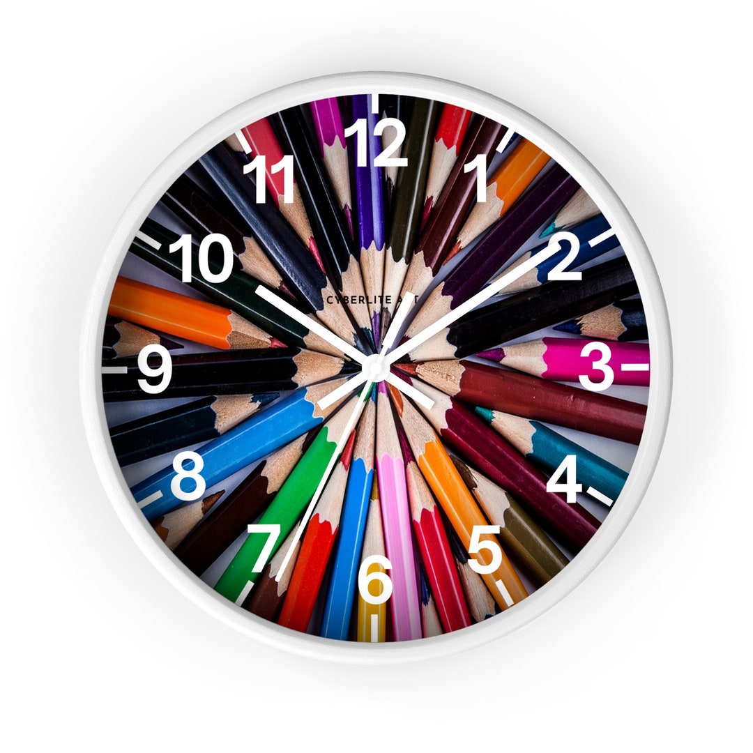 Colorful Art Pencil Starburst Wall Clock A Whimsical Timepiece for ...