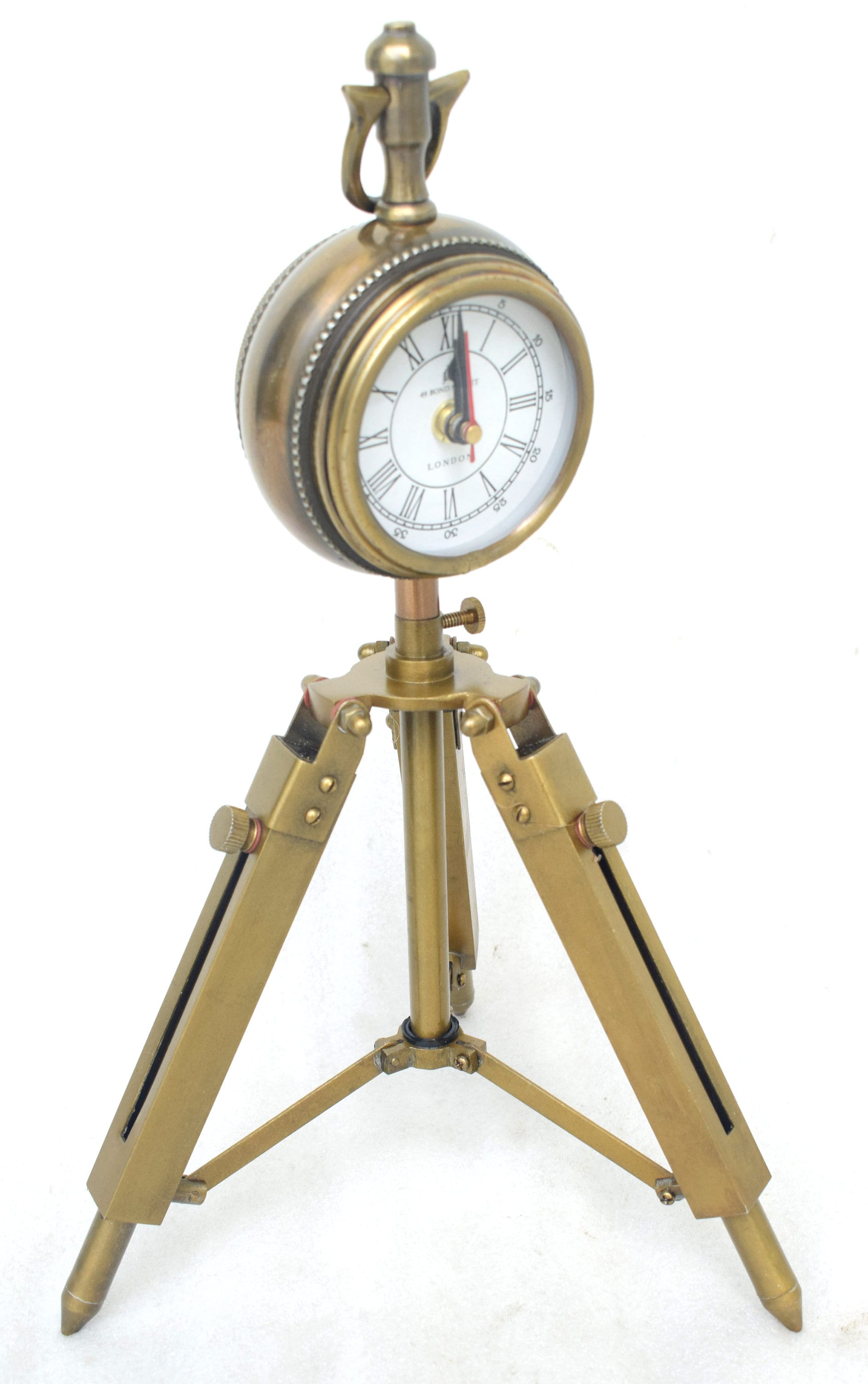 Brass Desktop Clock, Table Top Clock on Tripod Stand, Handmade Brass ...