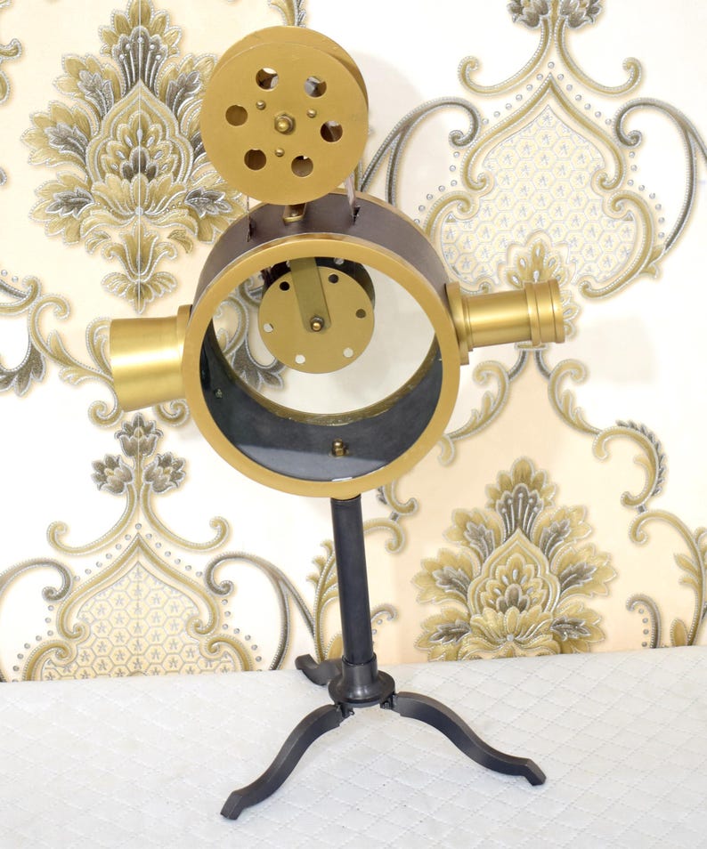 Vintage 19th Century Movie Projector Replica With Round Glass on Brass ...