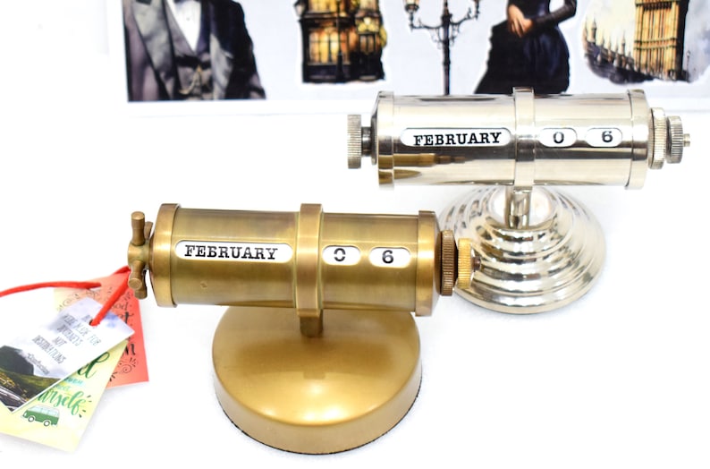 BRASS PERPETUAL CALENDAR , Desktop Calendar, Table Top Desktop Calendar ...