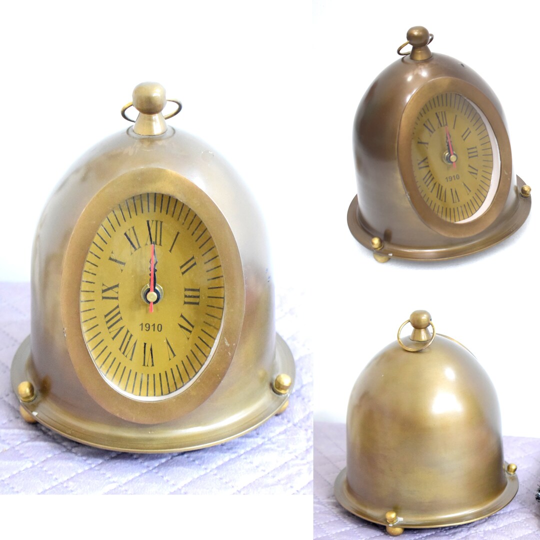 VINTAGE ELEGANCE, Antique Desktop Brass Table Clock, Handmade Working ...