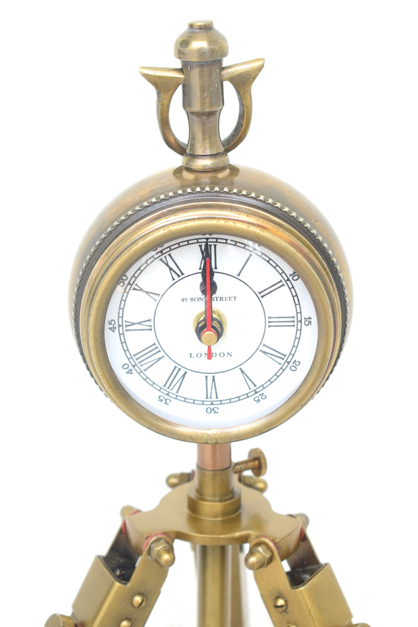 Brass Desktop Clock, Table Top Clock on Tripod Stand, Handmade Brass ...