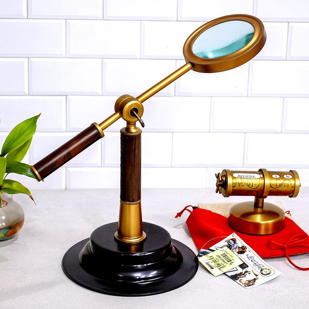 Brass Tabletop Working Magnifying Glass With Handle and Adjustable ...