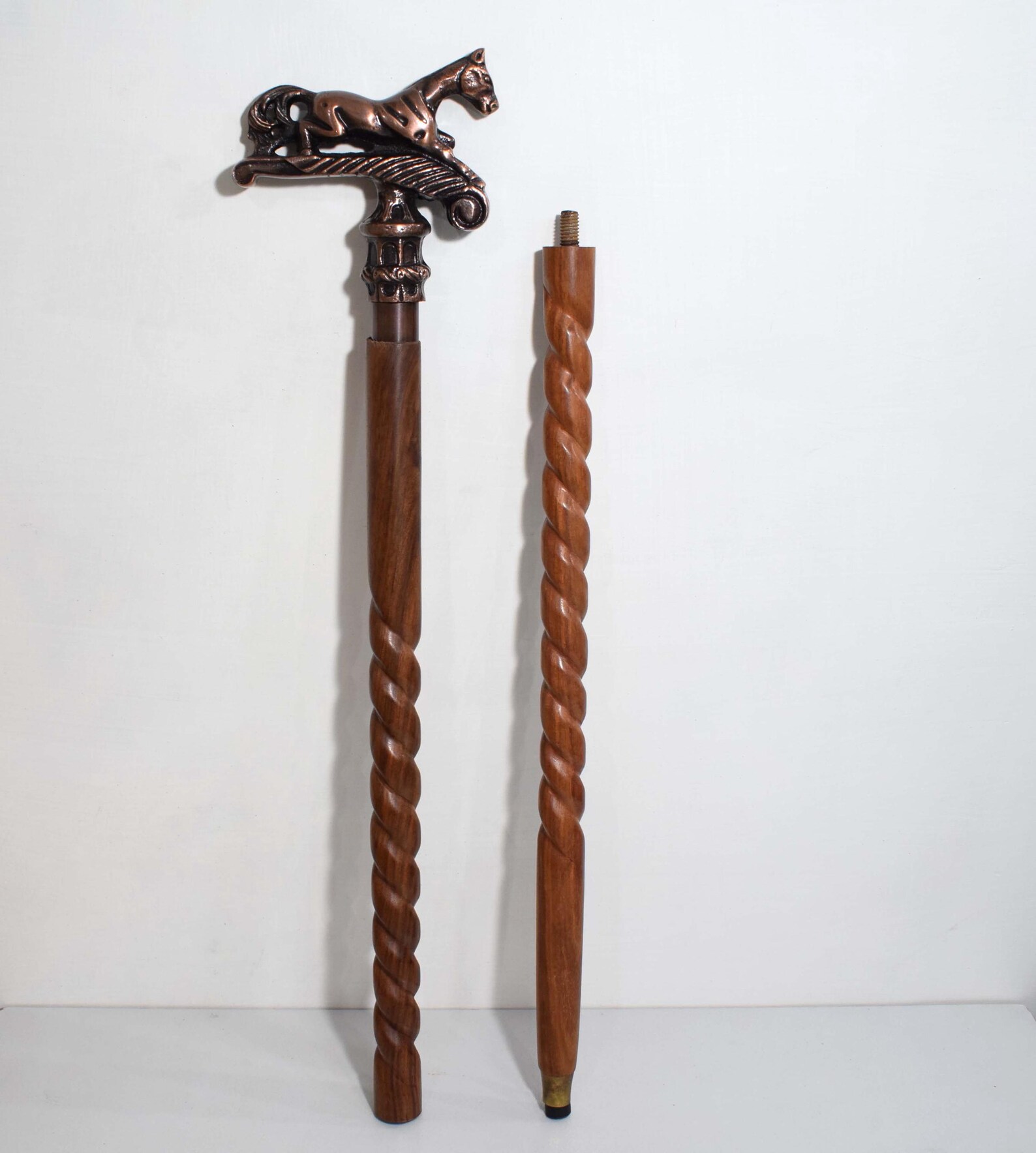Personalized Classic Wooden Walking Stick With Metal Horse Ergonomic ...