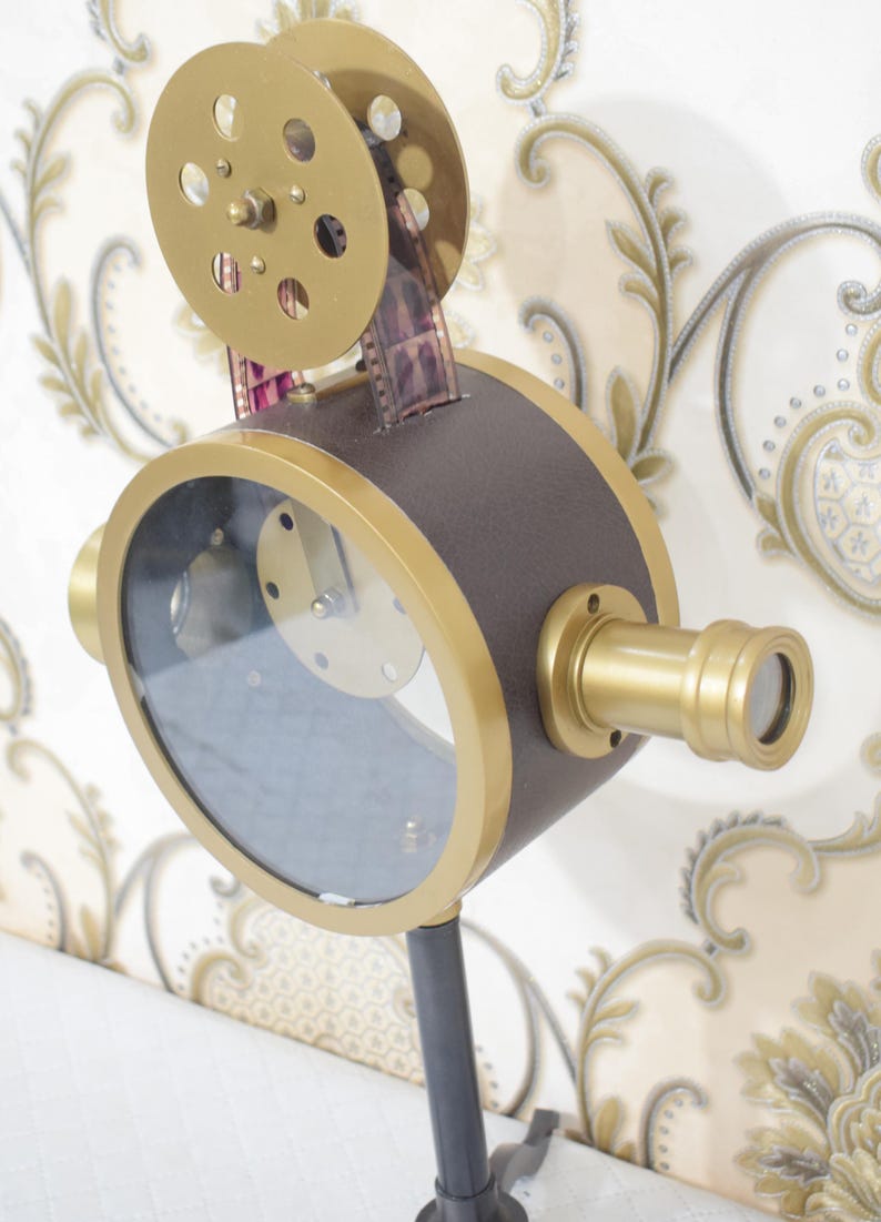 Vintage 19th Century Movie Projector Replica With Round Glass on Brass ...