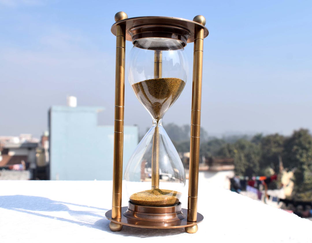 Vintage-inspired Three-pillar Personalized Sand Timer W/ a Rustic Brown ...