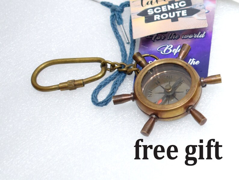 SHIPWHEEL BRASS COMPASS, Nautical Collectible Marine Compass, Handmade ...