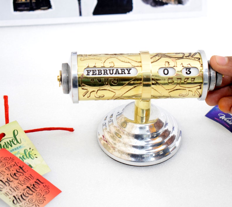 BRASS PERPETUAL CALENDAR , Handmade Engraved Calendar, Table Top ...