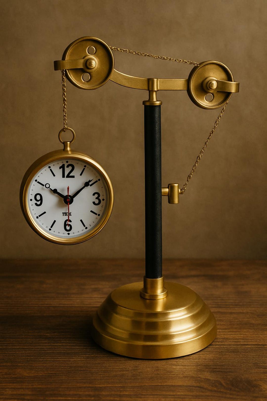 Personalized Table Clock Solid Brass Clock Handmade Working Pulley ...