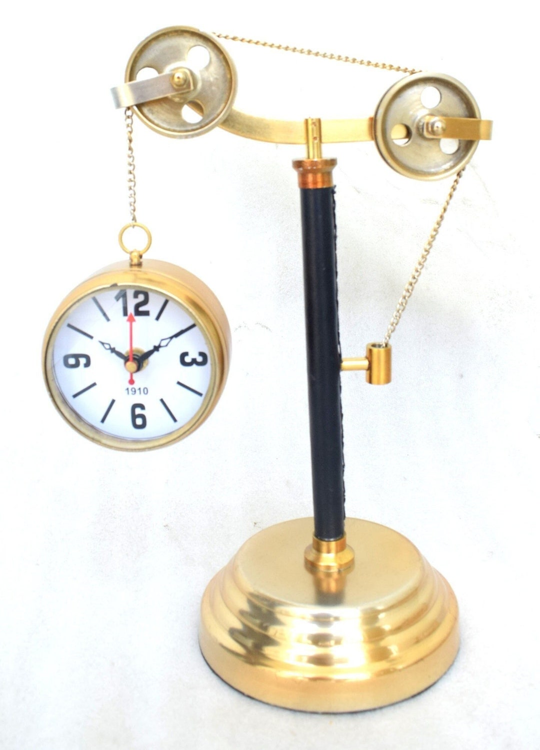Table Clock Solid Brass Clock Handmade Working Pulley Clock Table Top ...