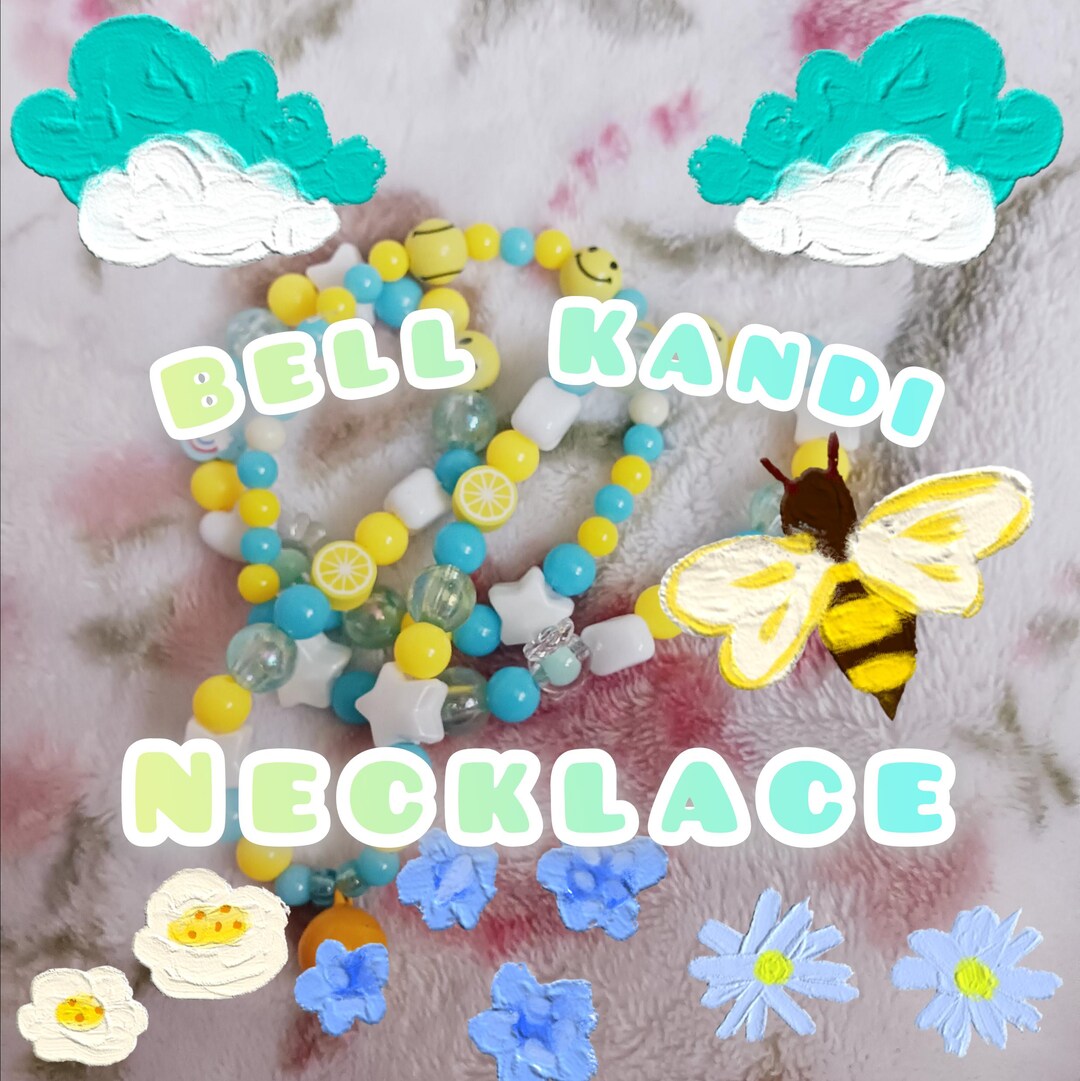 Yellow Bell Kandi Necklace: Smiley Face, Star Beads - Etsy