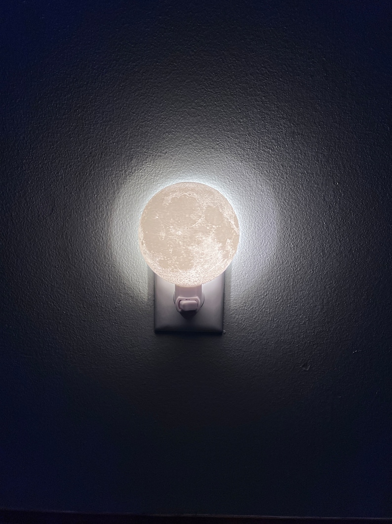 3D Printed Moon Lithophane Night Light, Wall Plug In. Ready to Plug in ...