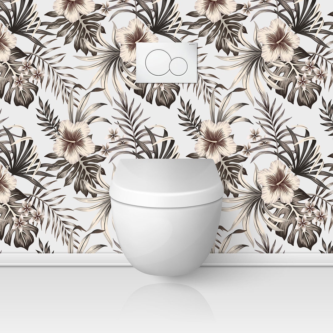Wall Sticker Adhesive Backsplash WC Tropical Flowers - Etsy