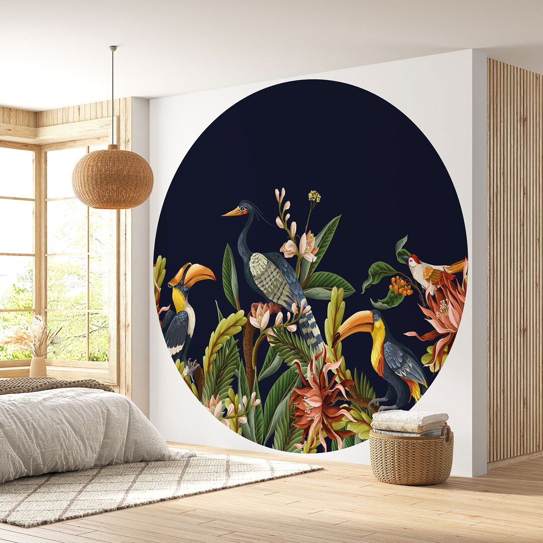 Round / Circle Wallpaper - Birds - Etsy