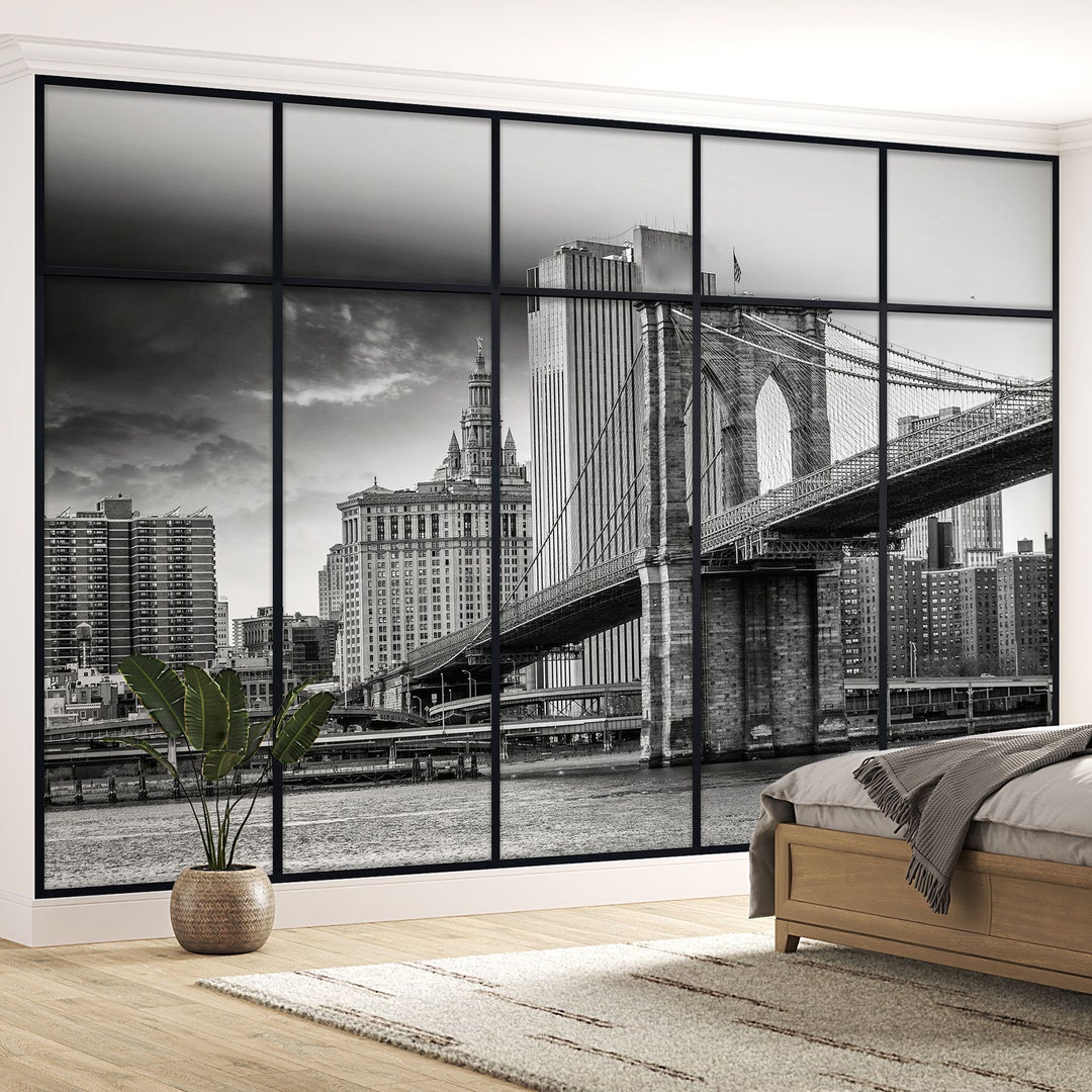 Panoramic Wallpaper Trompe L'oeil Verrière Brooklyn Bridge - Etsy